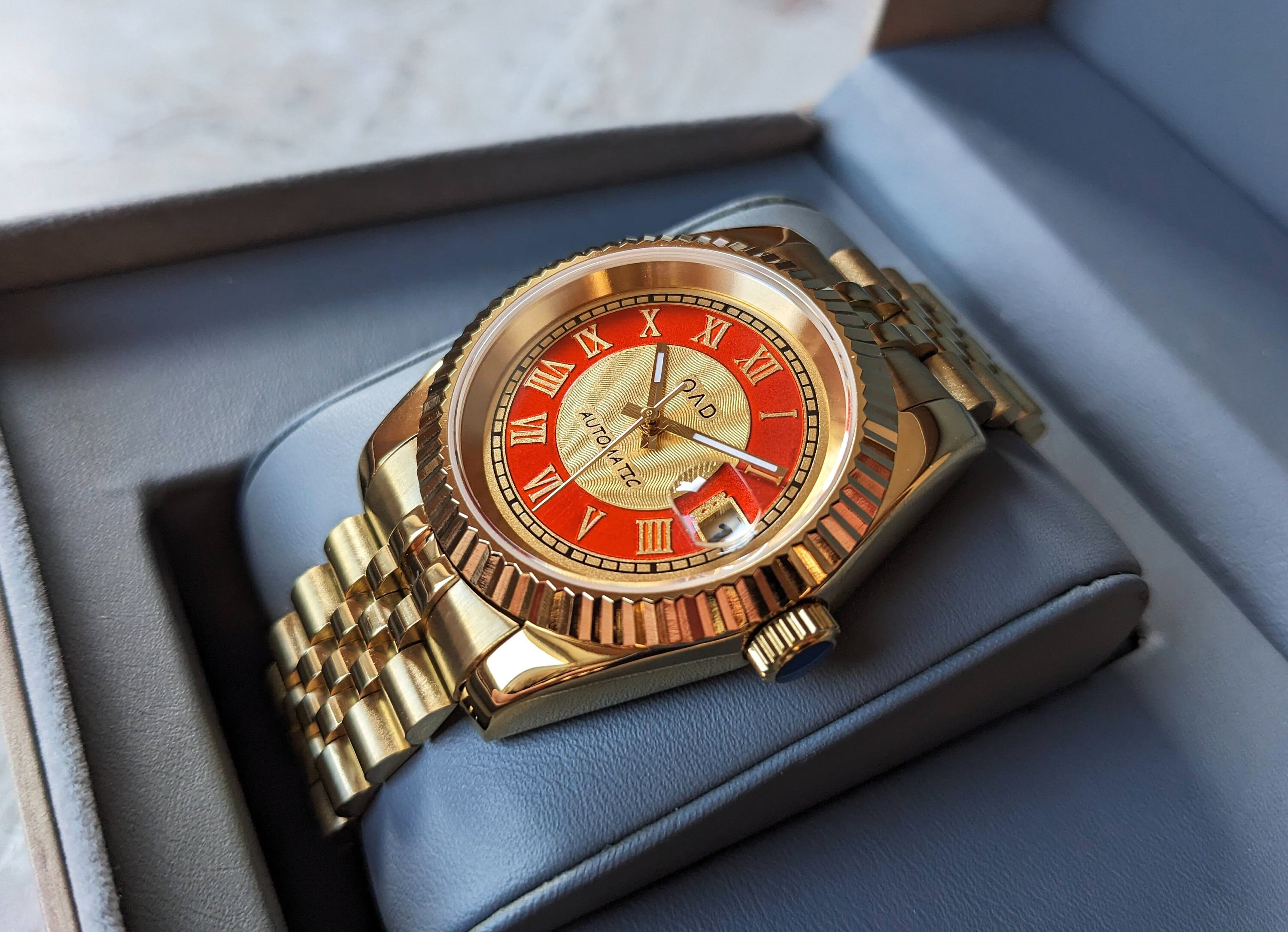 Custom Mod Style Handmade Dial Watch Gold PVD Case Enamel Dial NH35 ...