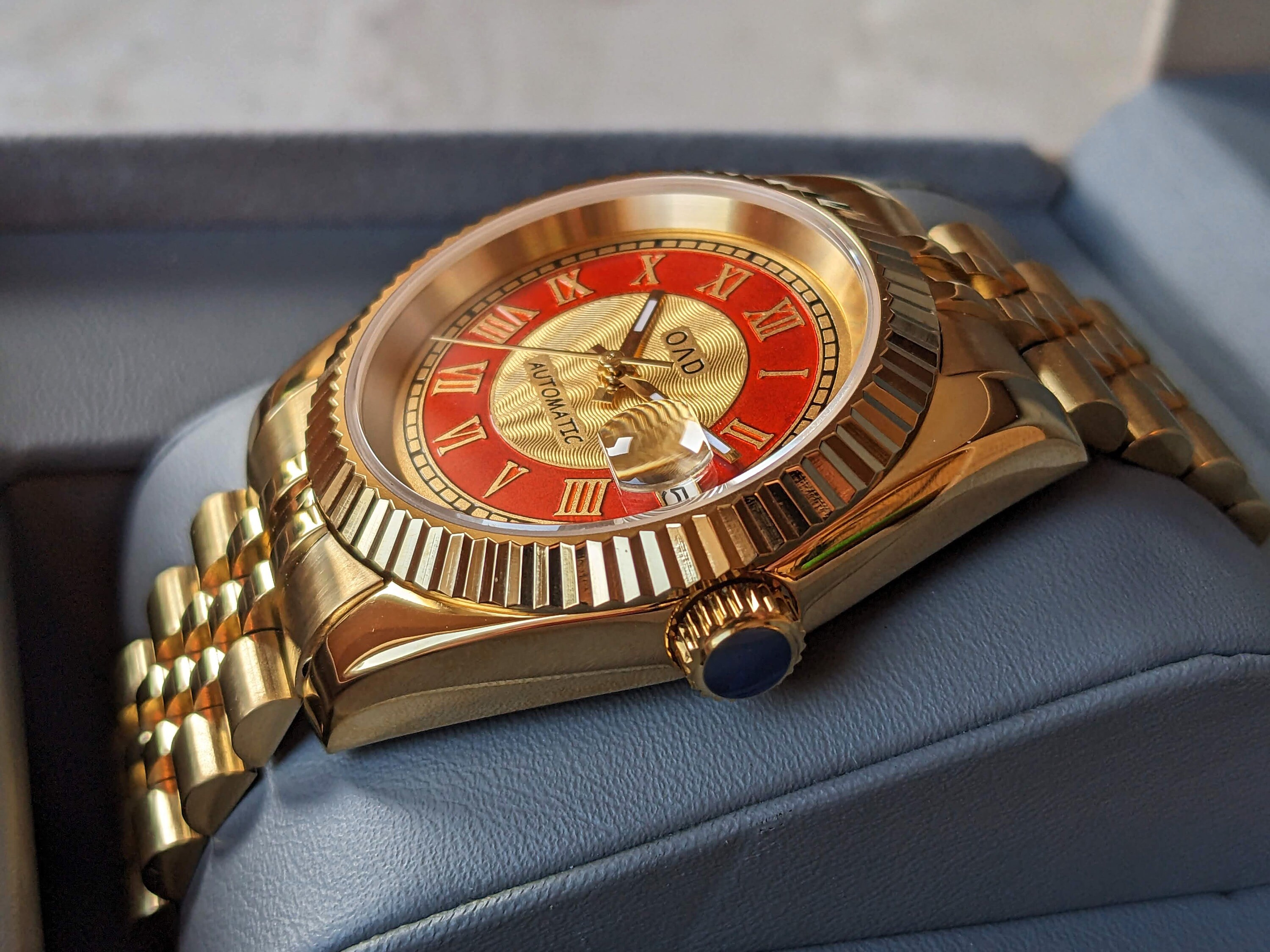 Custom Mod Style Handmade Dial Watch Gold PVD Case Enamel Dial NH35 ...