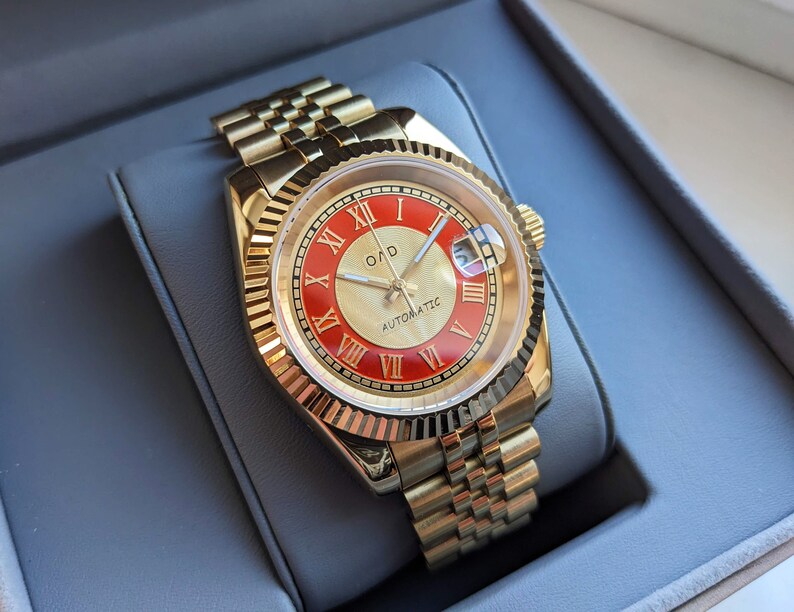 Custom Mod Style Handmade Dial Watch Gold PVD Case Enamel Dial NH35 ...