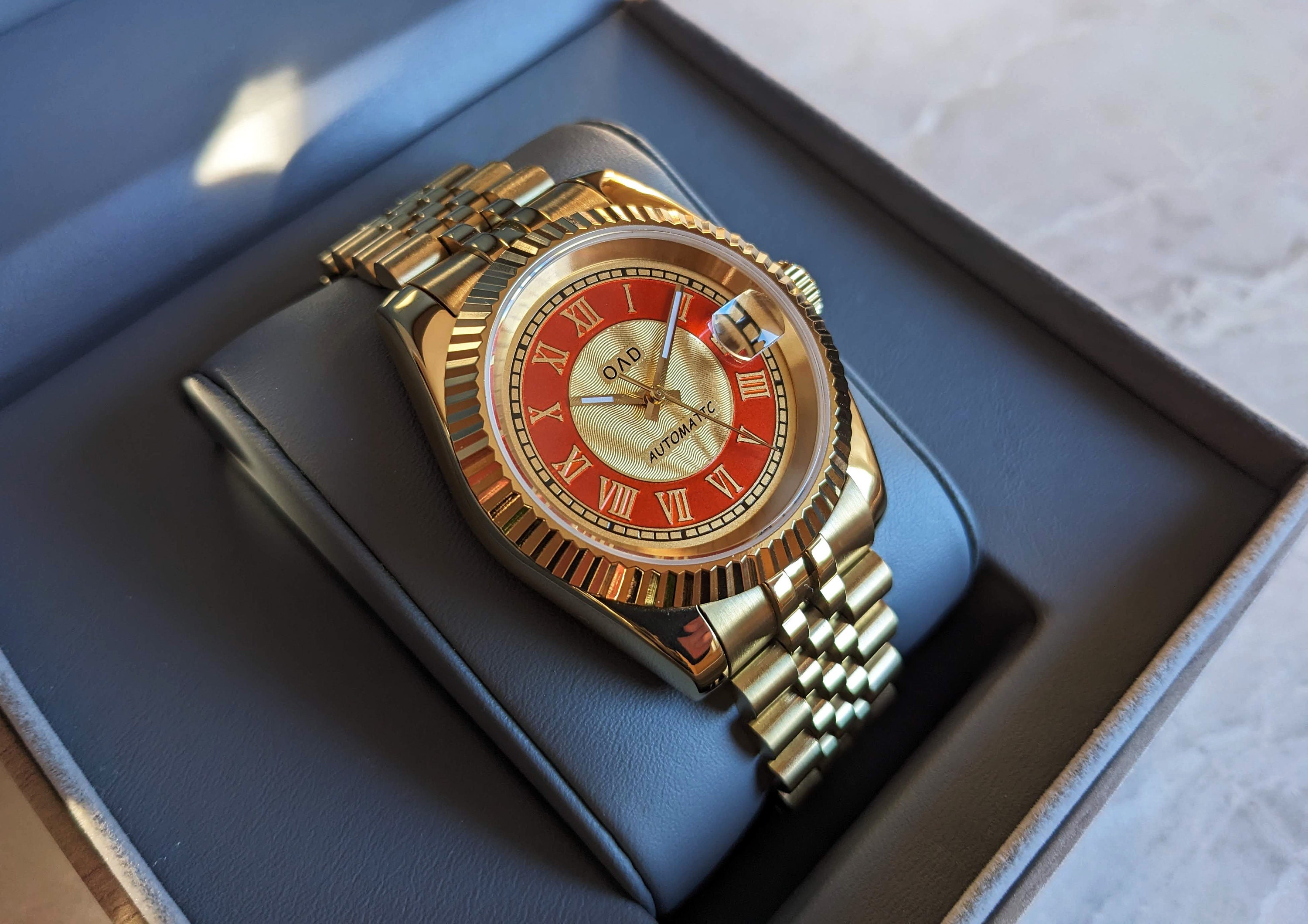 Custom Mod Style Handmade Dial Watch Gold PVD Case Enamel Dial NH35 ...