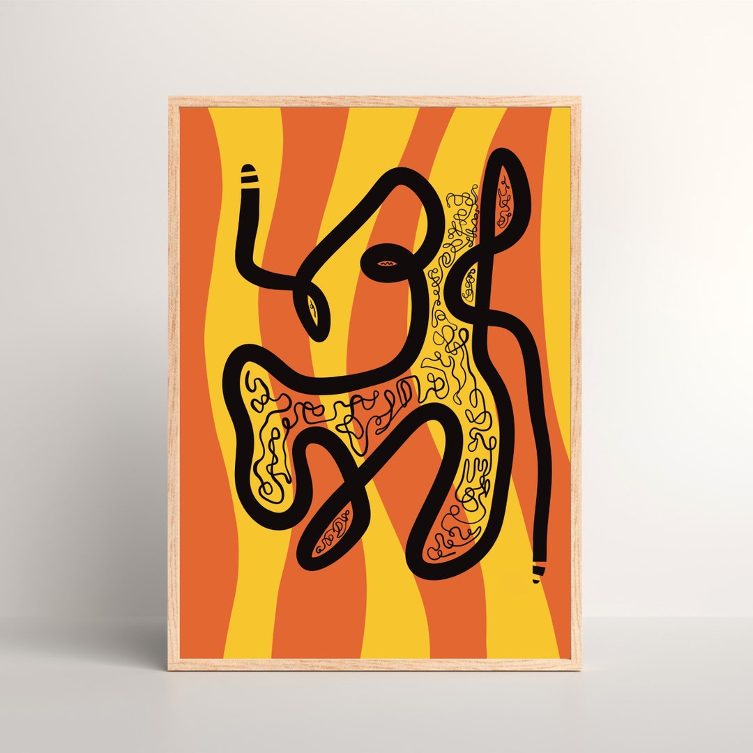 Squiggle Boho Modern Wall Art L Printable Living Home Decor | Artist ...