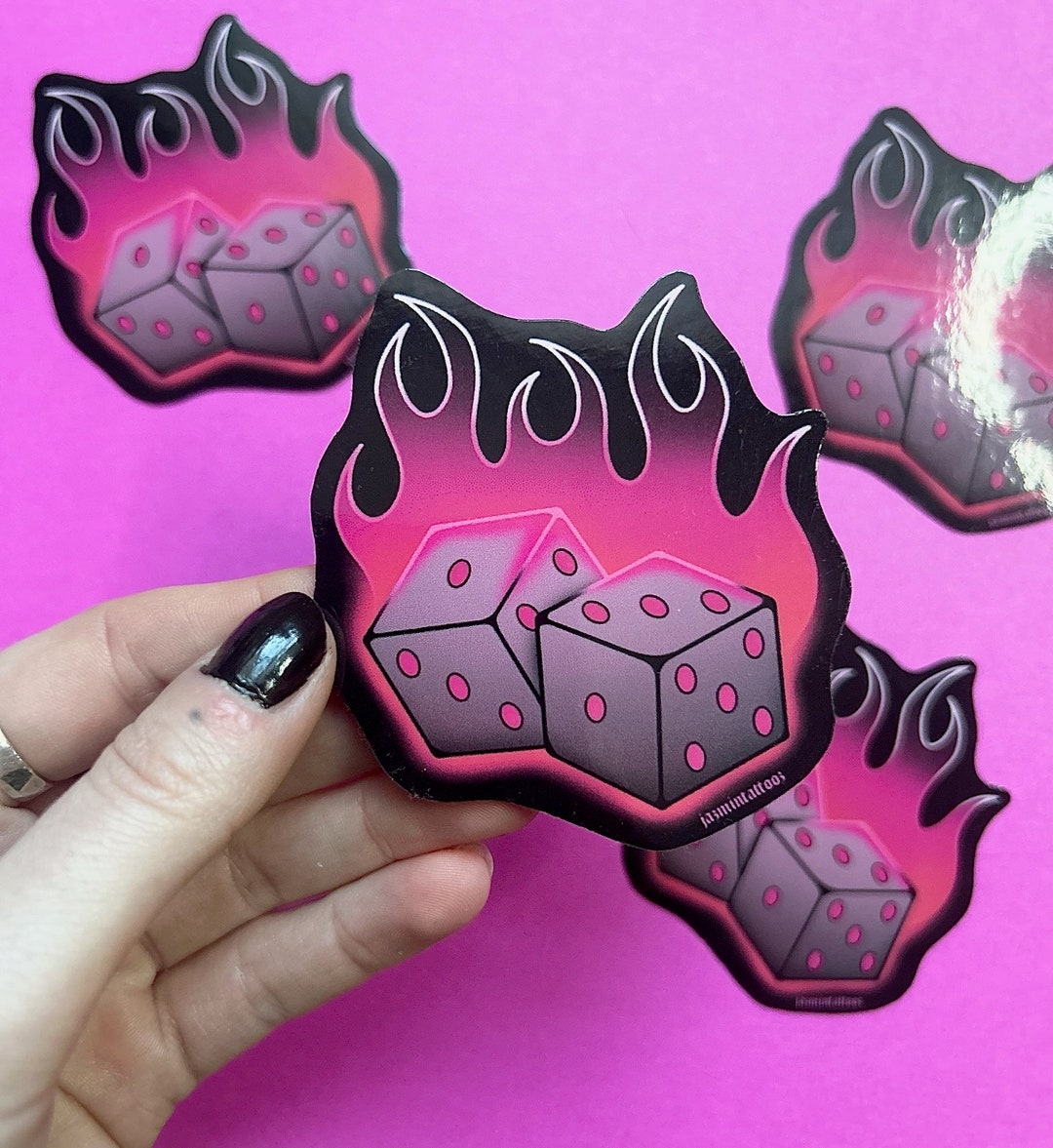 Pink Flame Dice Sticker Tattoo Inspired Gothic Decal - Etsy