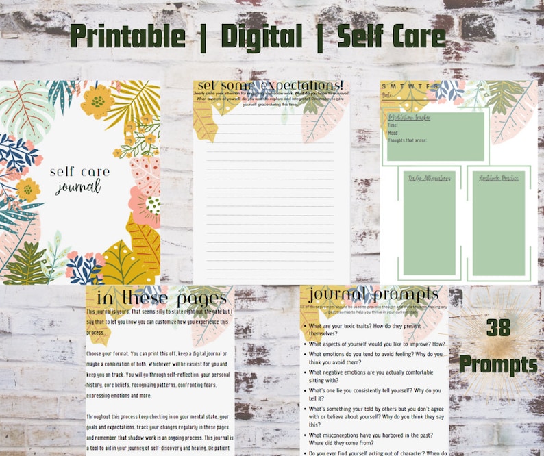 Self Care Journal, Printable Digital, Self Reflection, Meditation ...