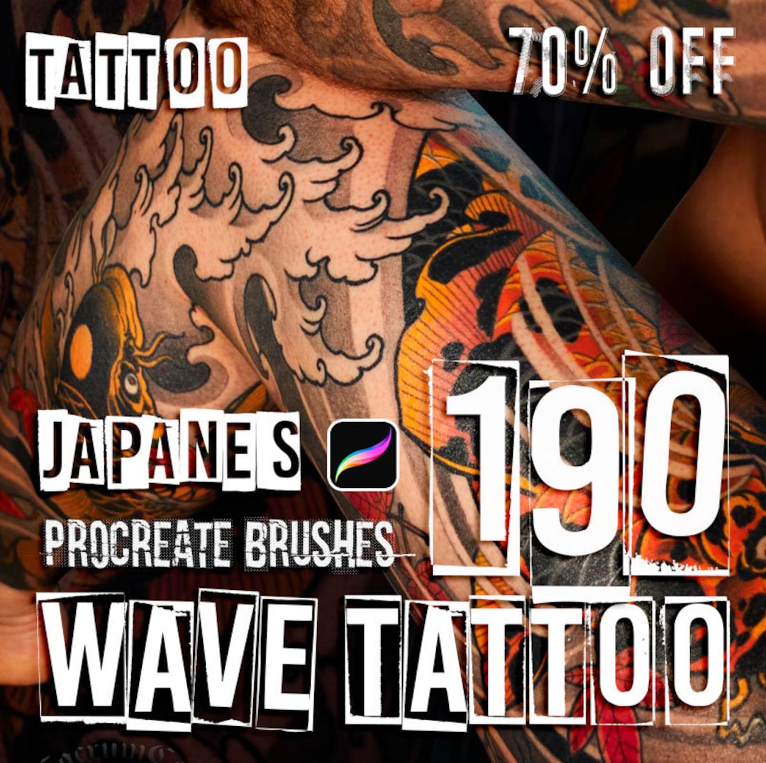 Wave Brushes 190 Best Procreate Tattoo Wave Stamps Tattoo Set for iPad ...