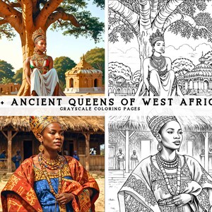 Ancient Queens of West Africa Fashion Coloring Book for All Ages, Over ...