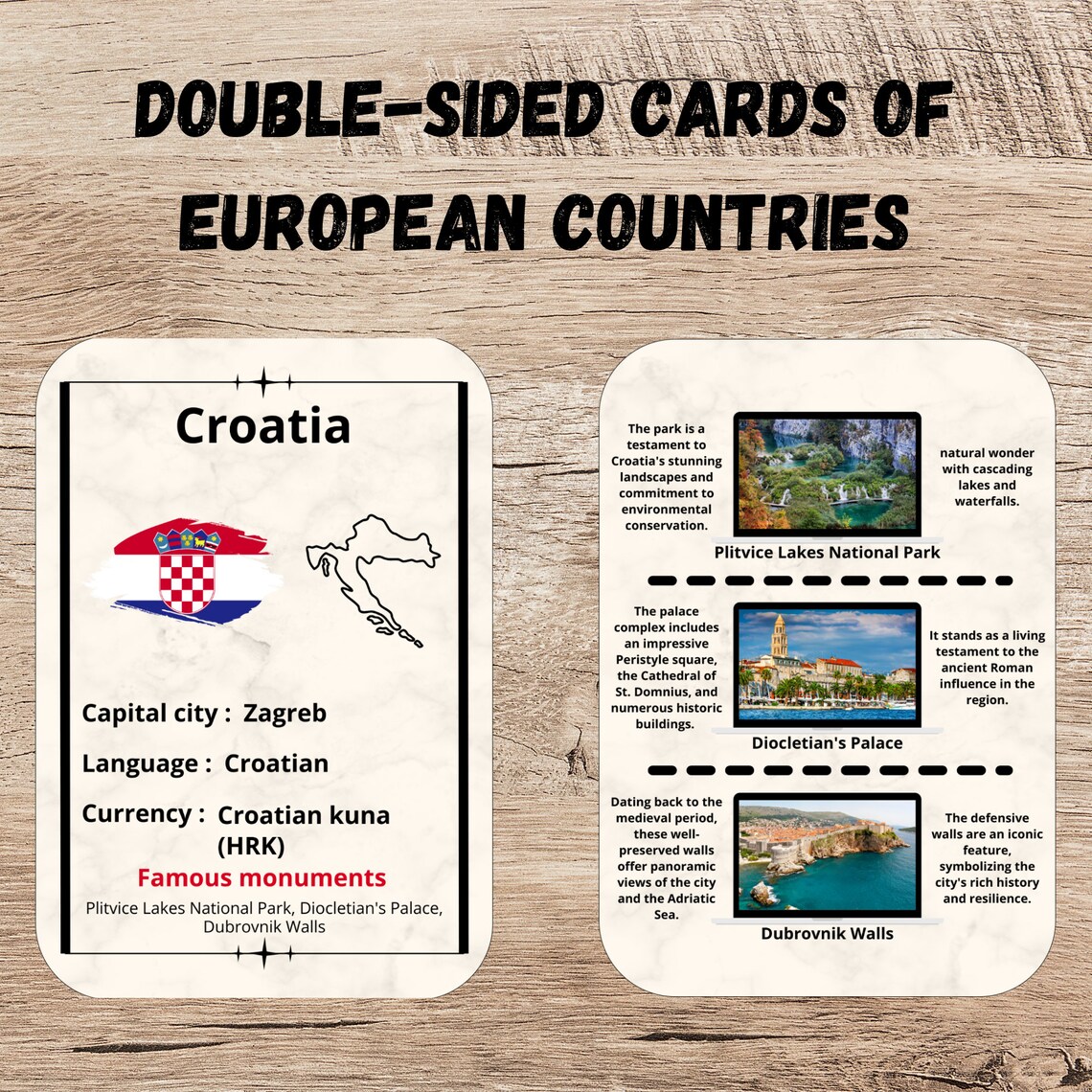 Double-sided Cards of European Countries | Instant Download | Knowledge ...