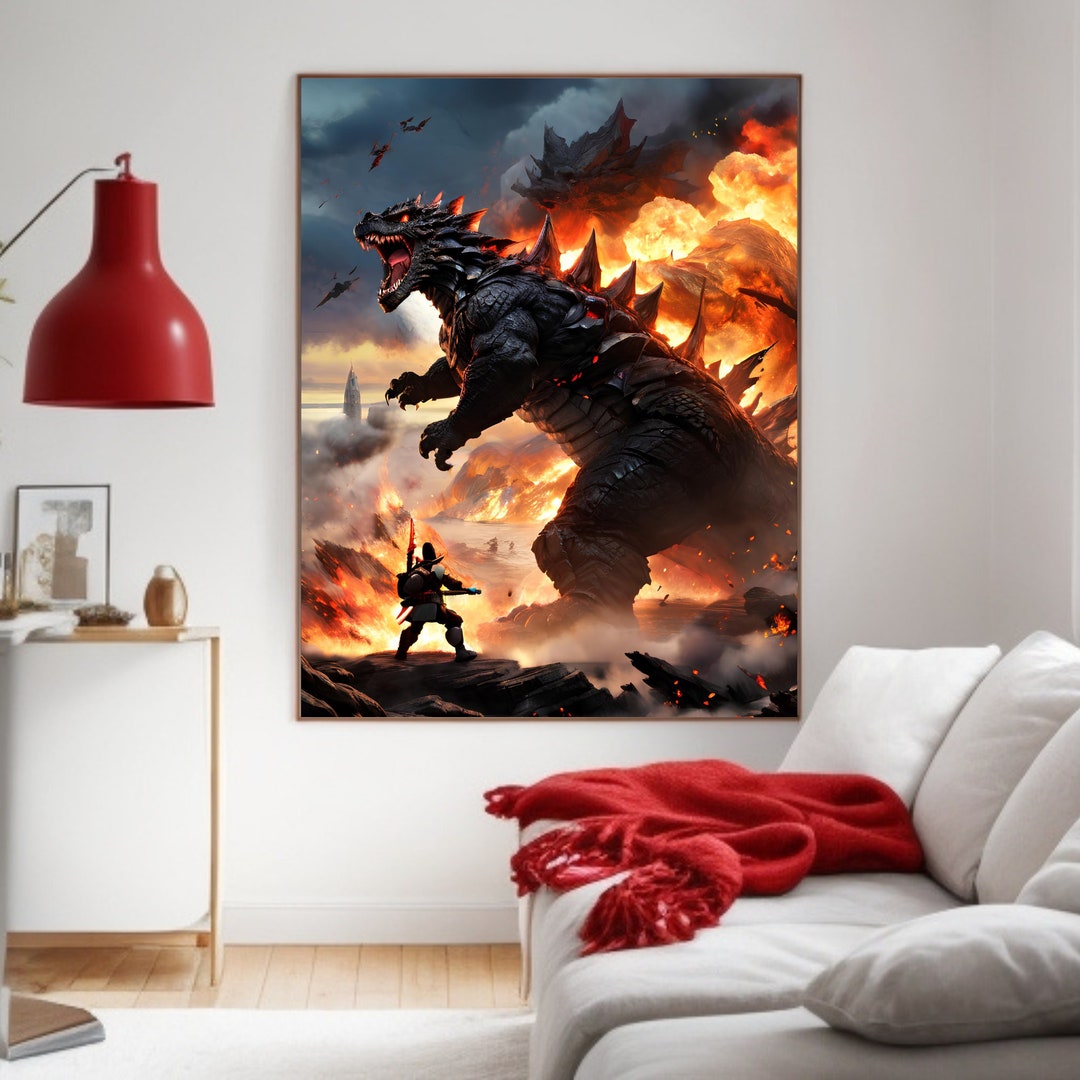 Godzilla | Fight Scene | Print | Digital | Instant Download | - Etsy
