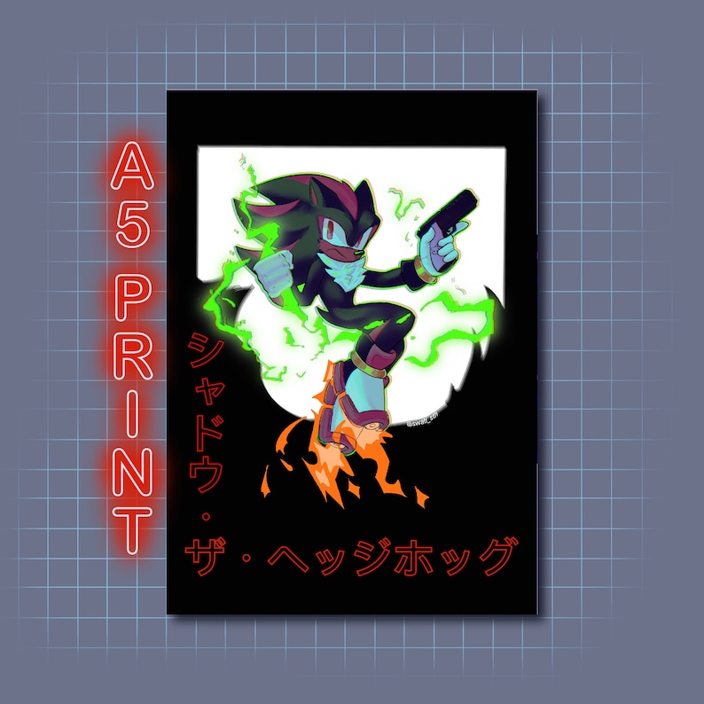 Shadow the Hedgehog With a Gun A5 Art Print - Etsy