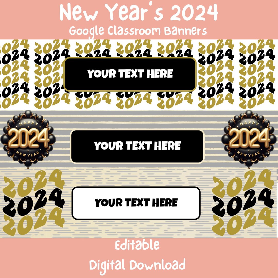 New Year's 2024 Google Classroom Banners editable New - Etsy