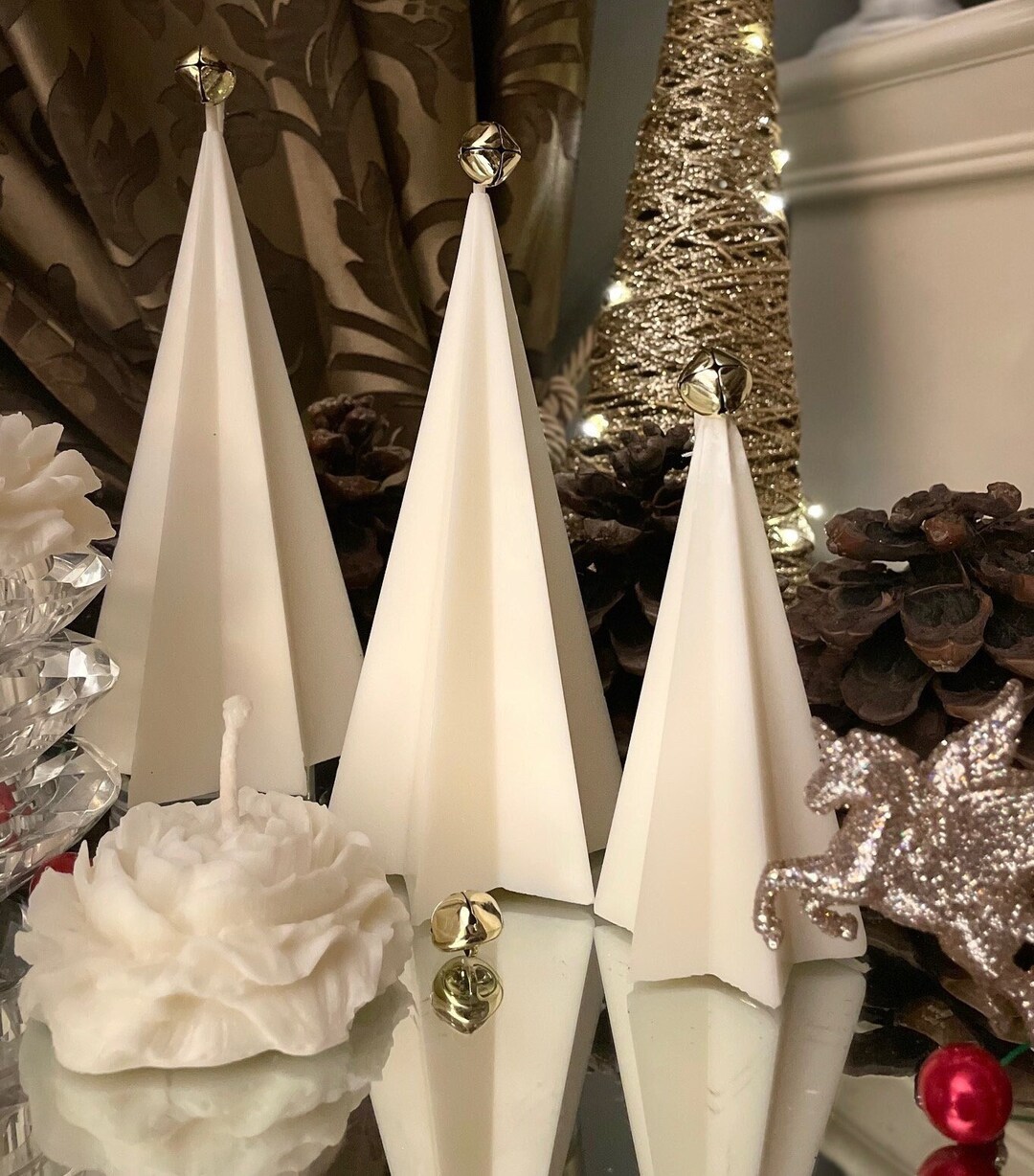 Christmas Tree Candle in White Christmas Tree - Etsy