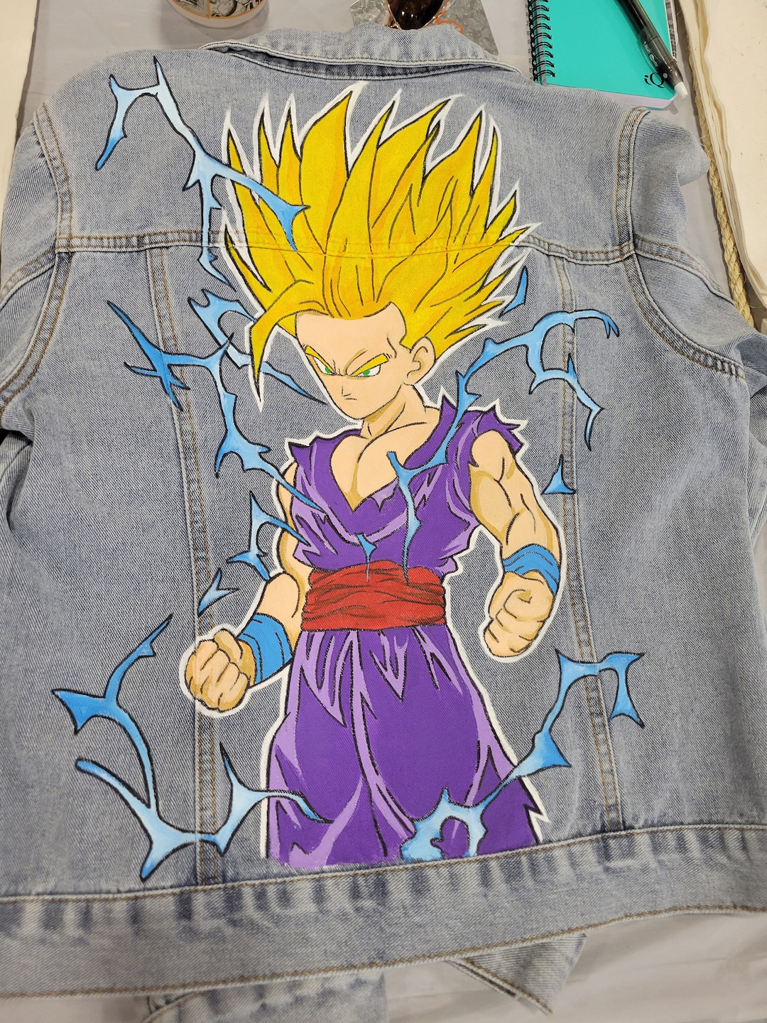 Super Saiyan Gohan Hand Painted Fandom Denim Jacket - Etsy