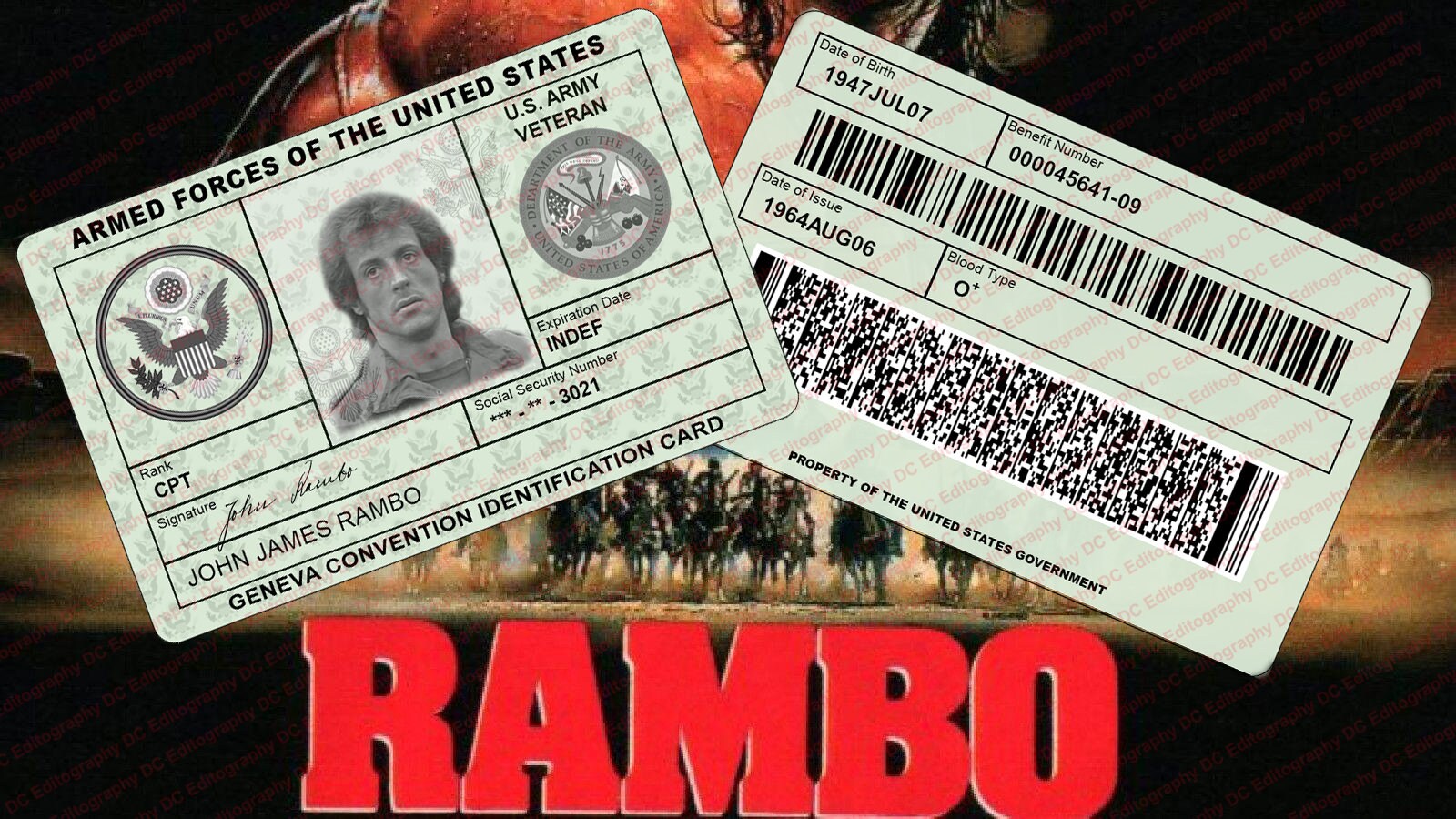 Army Military Card john Rambo - Etsy