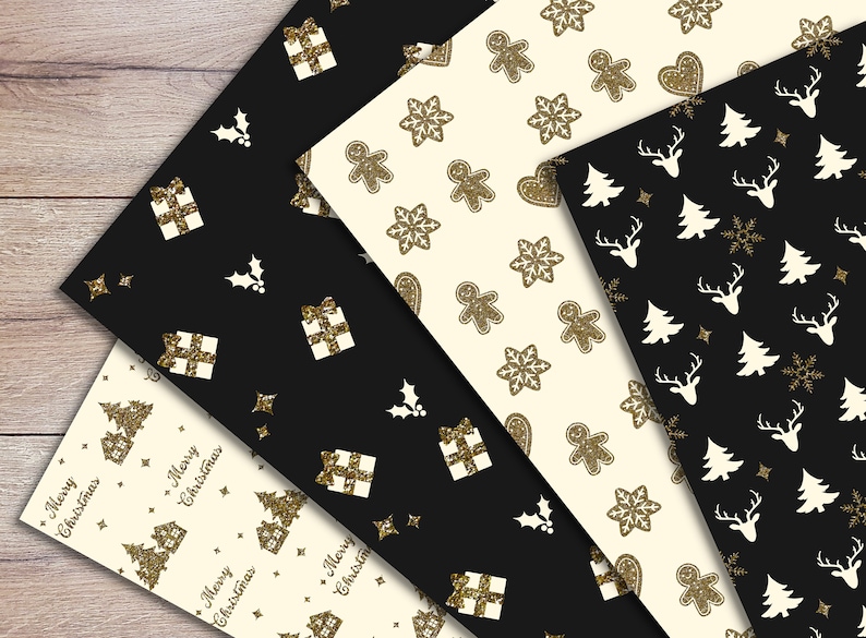 Christmas Digital Paper Set 24 Seamless Patterns Christmas Background ...