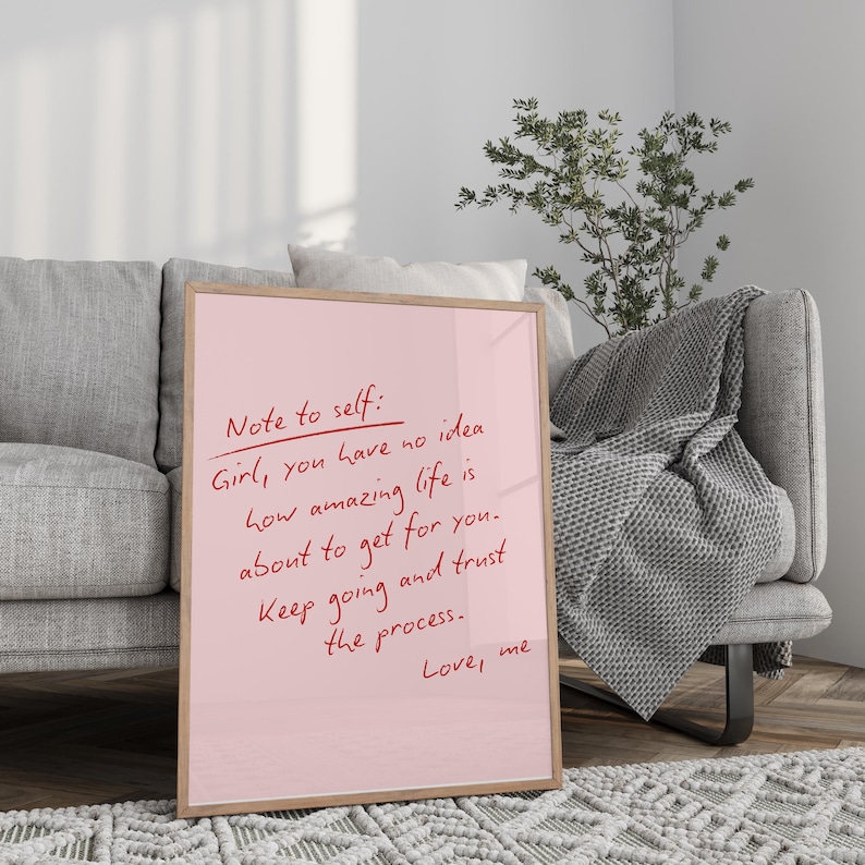 Pink Girly "note to Self" Printable Wall Art, Pink Motivational ...
