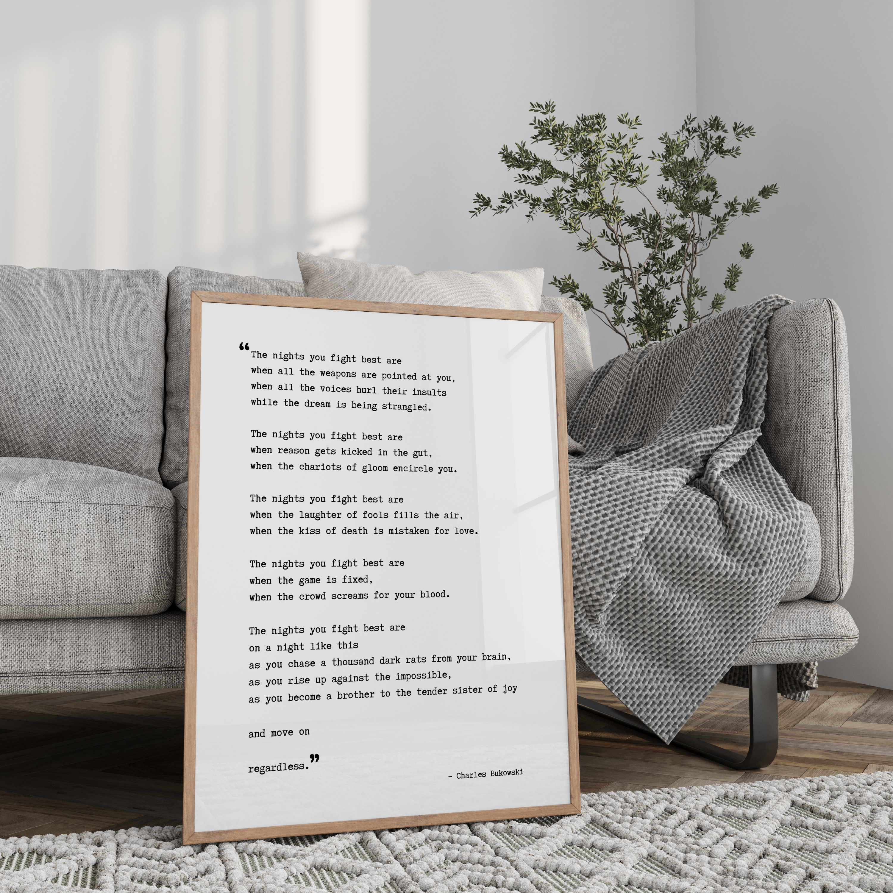 Charles Bukowski Poster | Charles Bukowski Quote | the Nights You Fight ...
