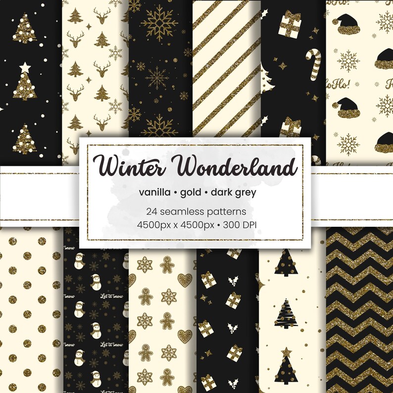 Christmas Digital Paper Set 24 Seamless Patterns Christmas Background ...