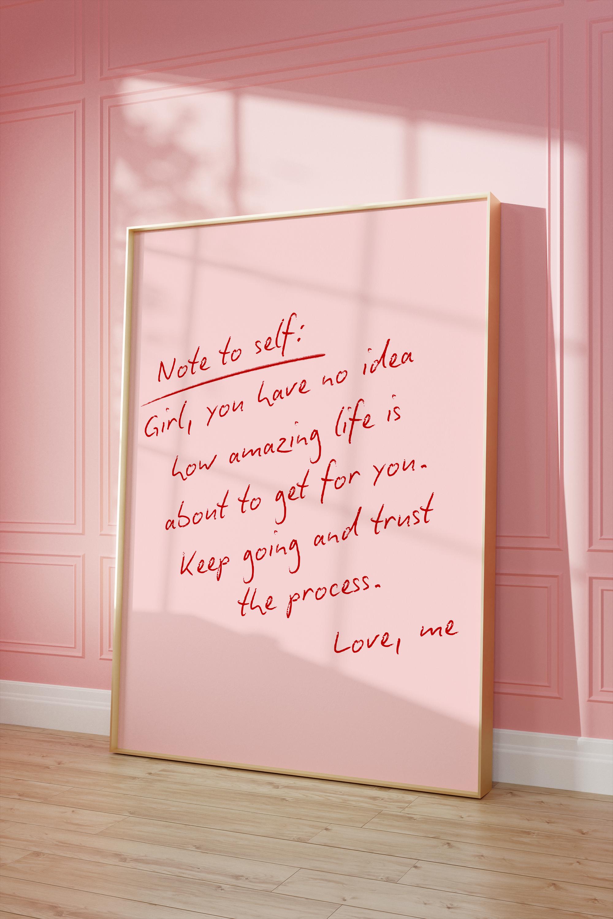 Pink Girly "note to Self" Printable Wall Art, Pink Motivational ...