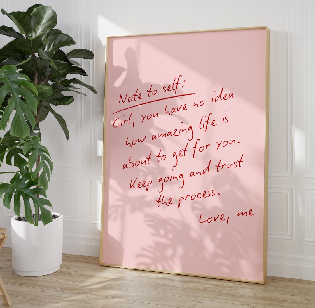 Pink Girly "note to Self" Printable Wall Art, Pink Motivational ...