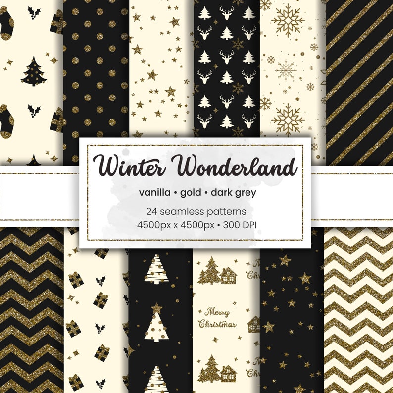 Christmas Digital Paper Set 24 Seamless Patterns Christmas Background ...