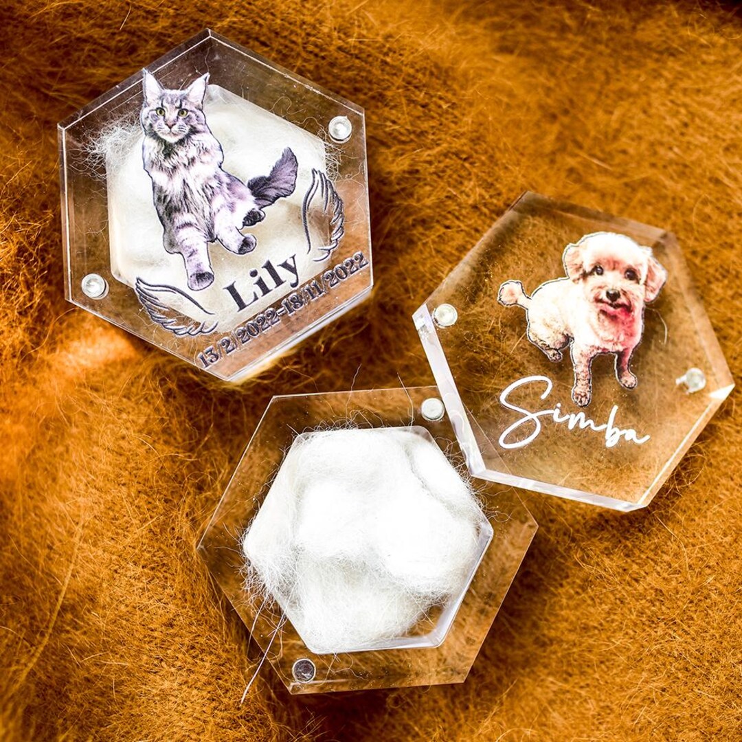 Custom Pet Fur Memorial, Dog Memorial Gift, Pet Fur Keep Sake, Pet ...