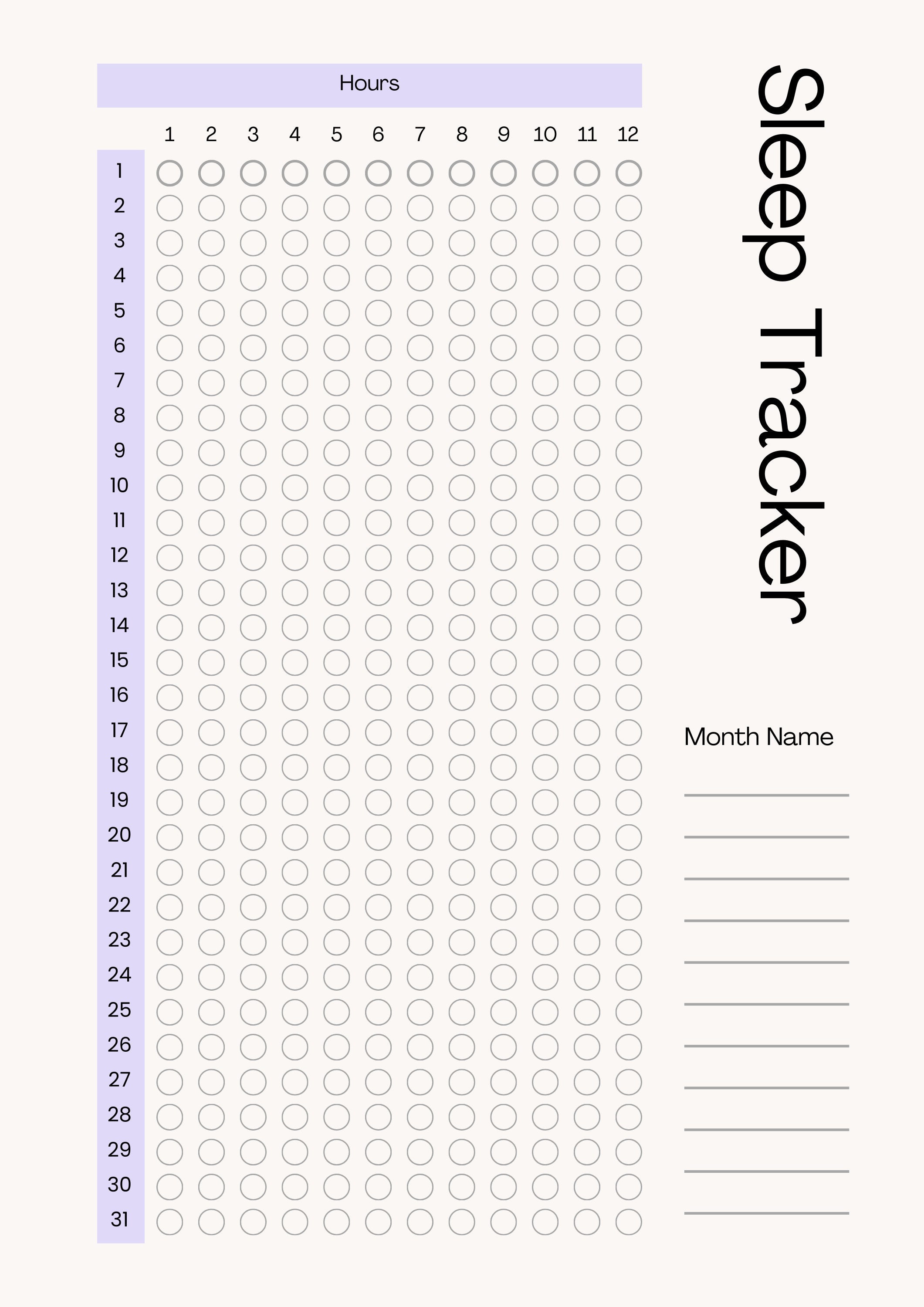 Sleep Tracker Template - Etsy