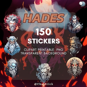 Hades Greek Mythology Digital Clipart Pack Set of 150 PNG Sticker ...