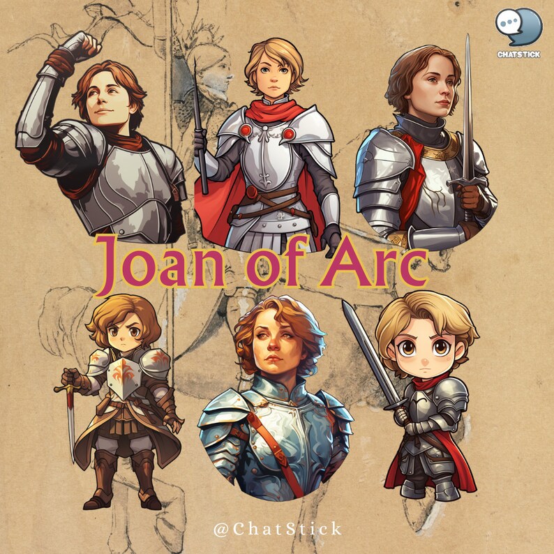 Joan of Arc Inspired Sticker Clipart Set | Pack of 150 Digital Cliparts ...