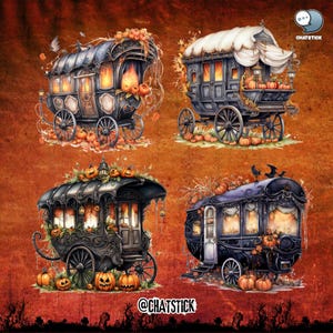 80 Halloween Caravan Digital Clipart Pack – 80 Spooky Printable Pngs ...