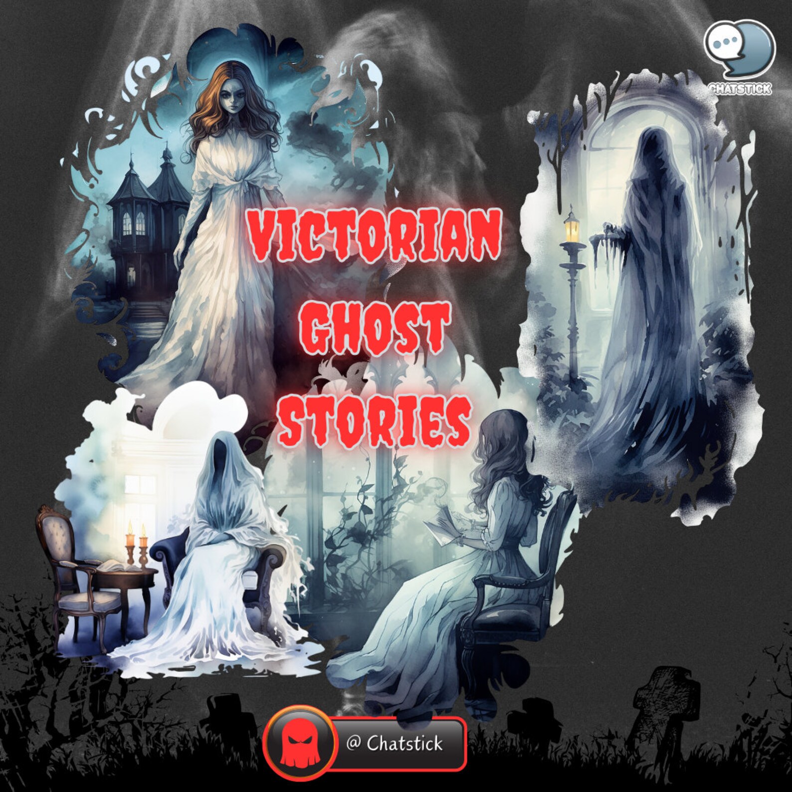 Victorian Ghost Stories Watercolor Clipart Mega Pack - 180 PNG ...
