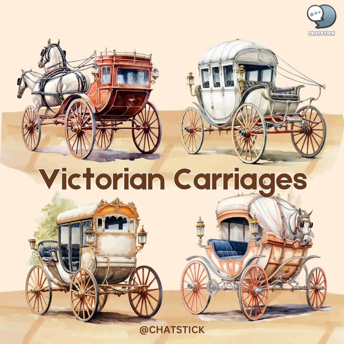 Victorian Carriages Clipart Pack - 160 Pngs | 3200x3200px 300 DPI ...