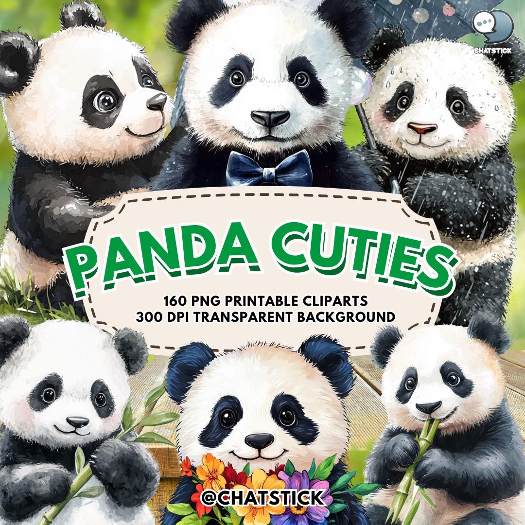 Panda Clipart Bundle | 160 Adorable Panda Cuties | Digital Download PNG ...