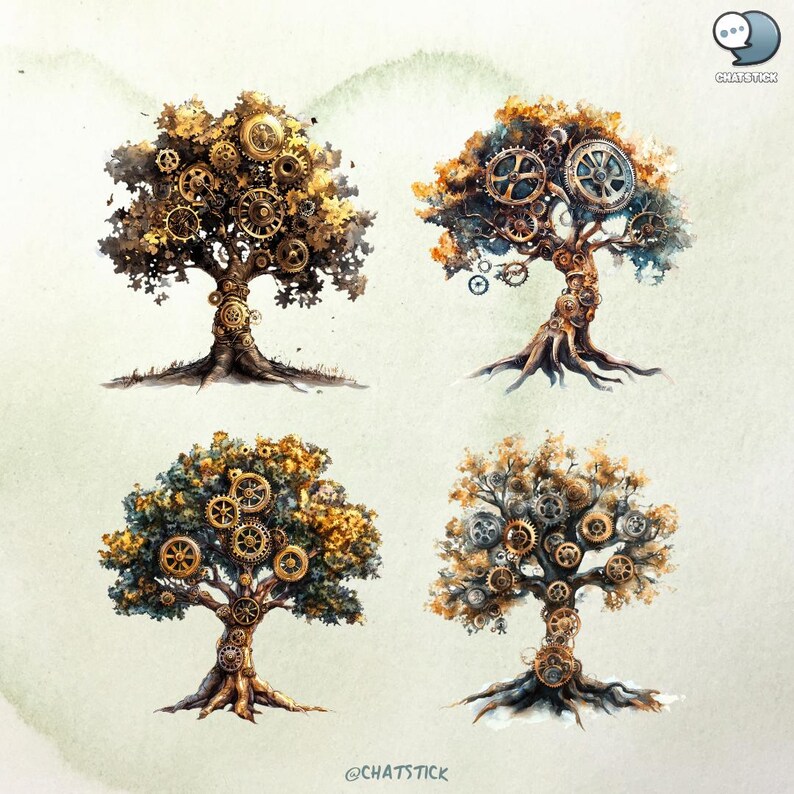 Steampunk Forests Digital Clipart Pack - 160 High-quality Pngs, Nature ...