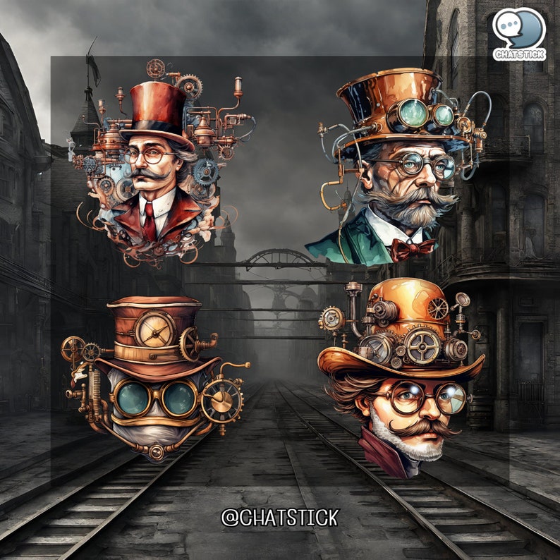 Victorian Steampunk Inventions Mega Pack: 180 Watercolor Clipart, High ...