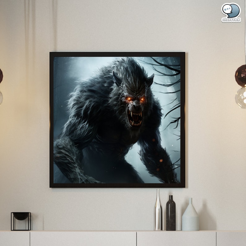 Werewolf Digital Art Poster Mega Pack 160 PNG Prints, Ai-generated Wall ...