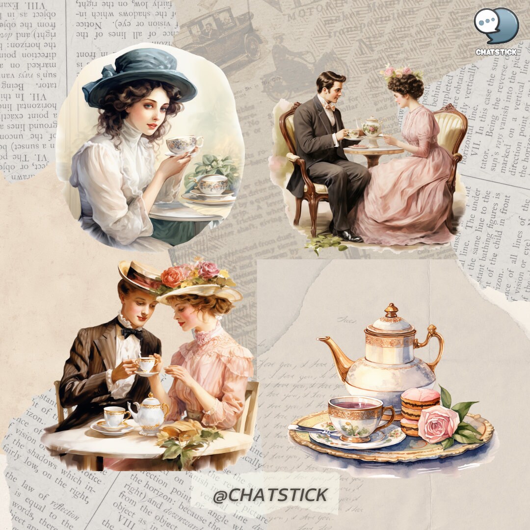 Victorian Tea Time Watercolor Clipart Mega Pack - 160 PNG, 300 DPI ...