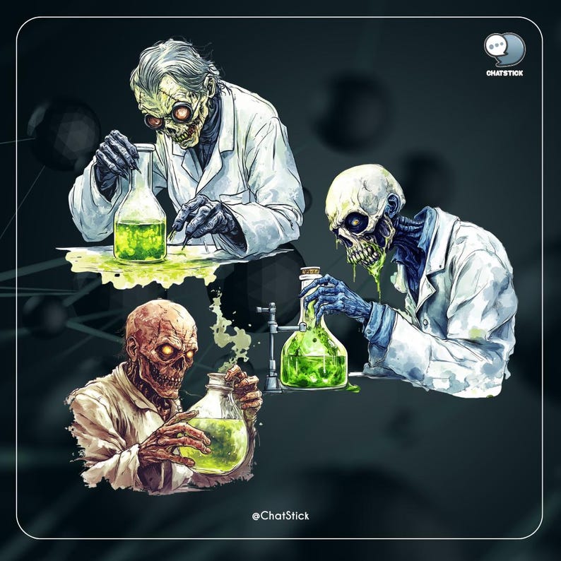 160 Zombie Scientist Clipart Bundle – Undead Lab Coat Characters ...