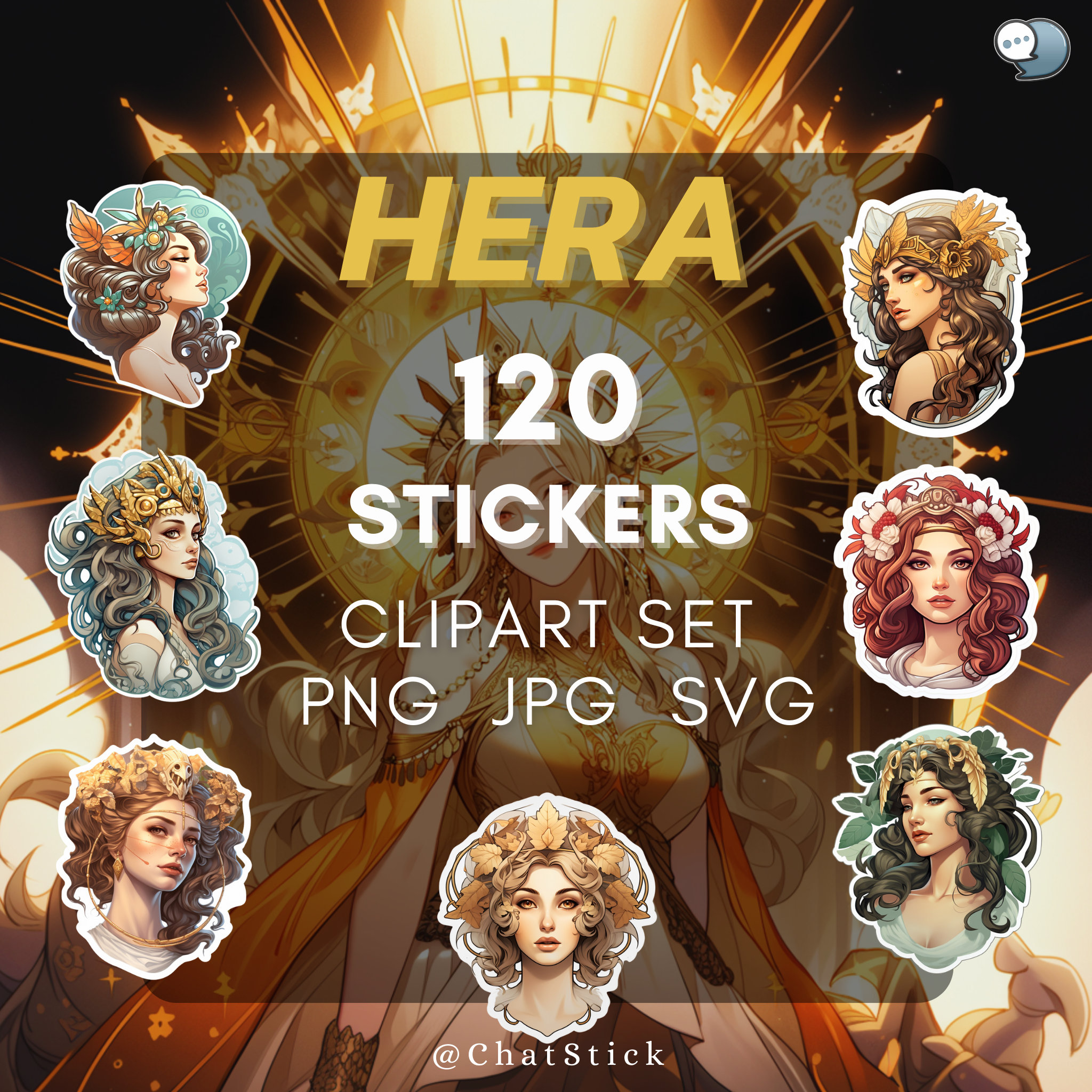 120 Hera: Queen of Olympus Digital Stickers Clipart - Divine Greek ...