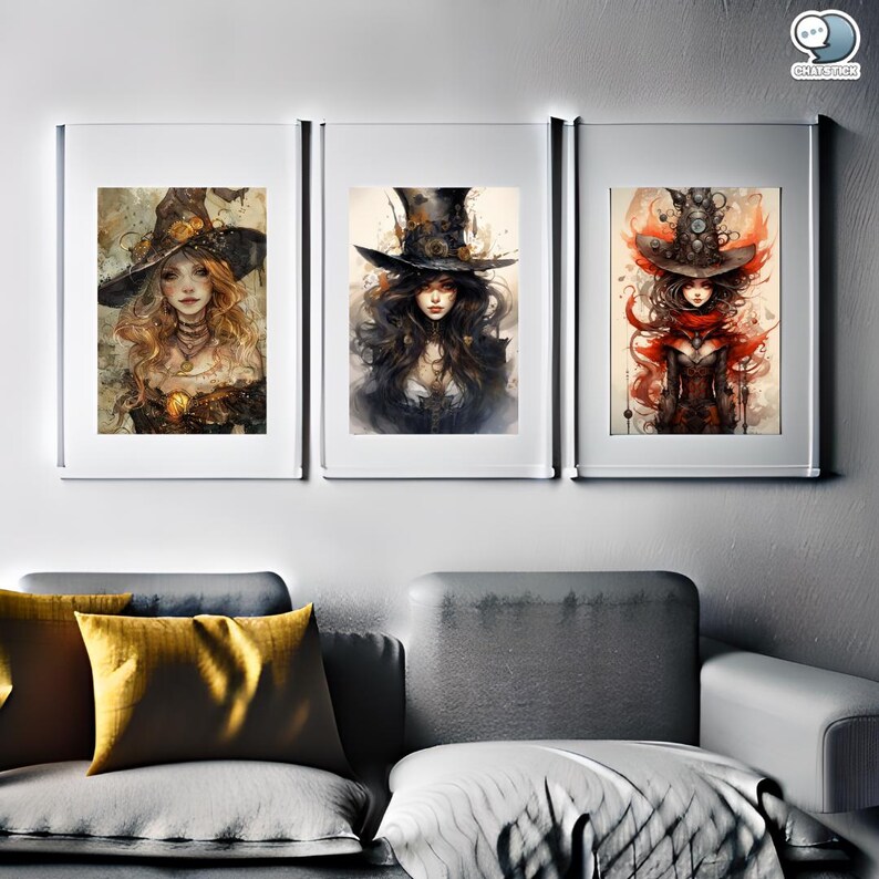 Steampunk Witches: 160 Printable Digital Art Posters | Fantasy Wall Art ...