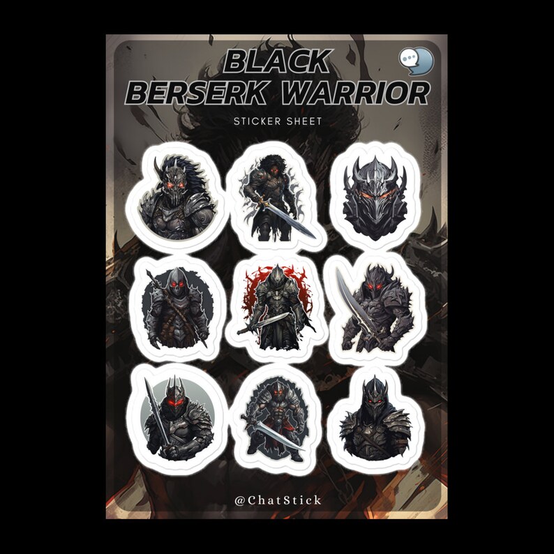 Black Berserk Warrior Stickers - 9 High-quality, Glossy Decals by ...