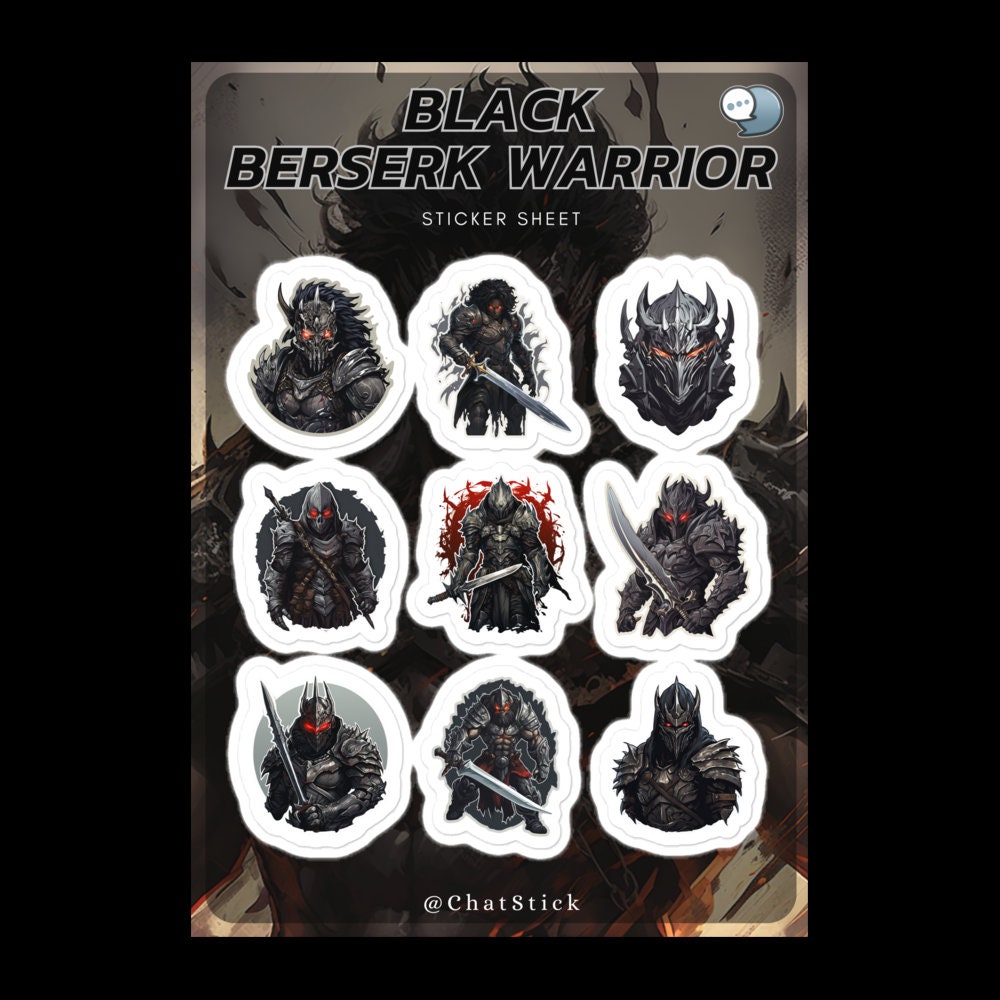 Black Berserk Warrior Stickers 9 High-quality, Glossy Decals by ...