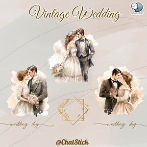 Vintage Wedding Watercolor Clipart Pack - 125 PNG Printable Cliparts ...