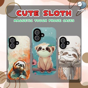 Cute Sloth Magnetic Tough Phone Cases Collection Set of 8 for iPhone 16 ...