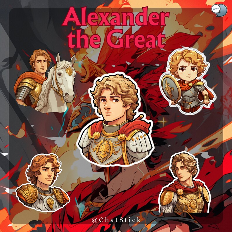 Alexander the Great Stickers: 80 Digital Clipart Pack in PNG, JPG, SVG ...