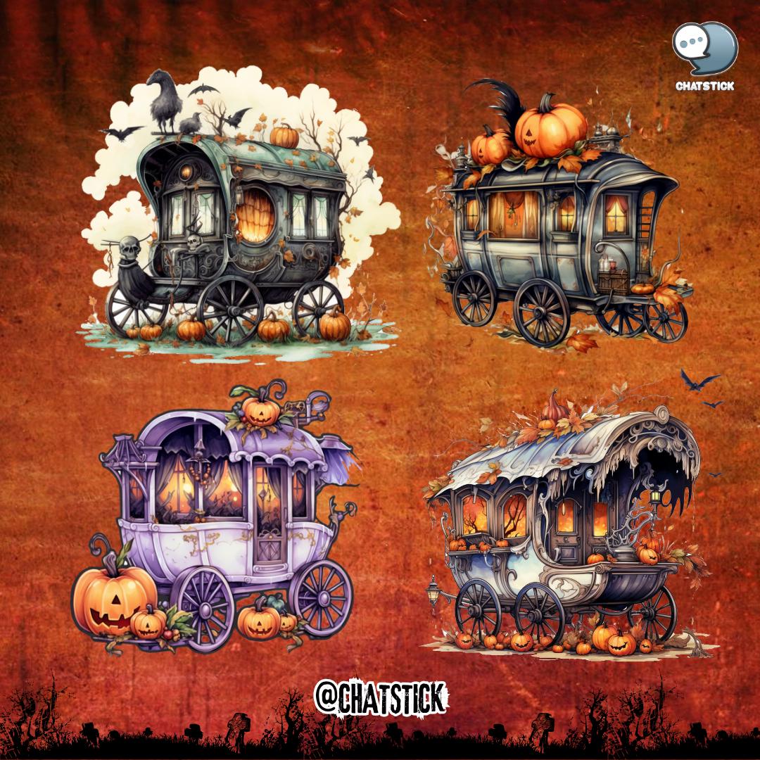 80 Halloween Caravan Digital Clipart Pack – 80 Spooky Printable Pngs ...