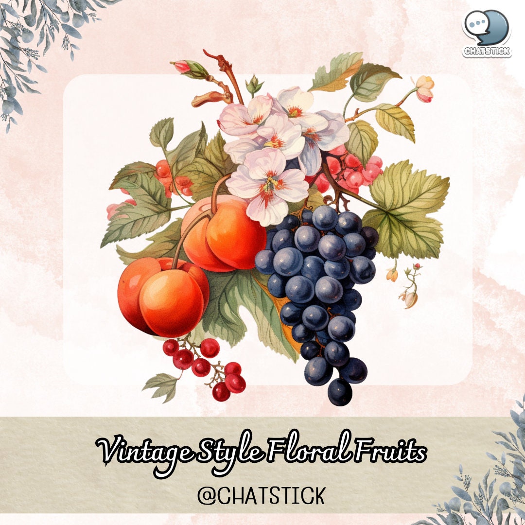 Victorian Vintage Floral & Fruit Clipart Mega Pack - 140 High-quality ...