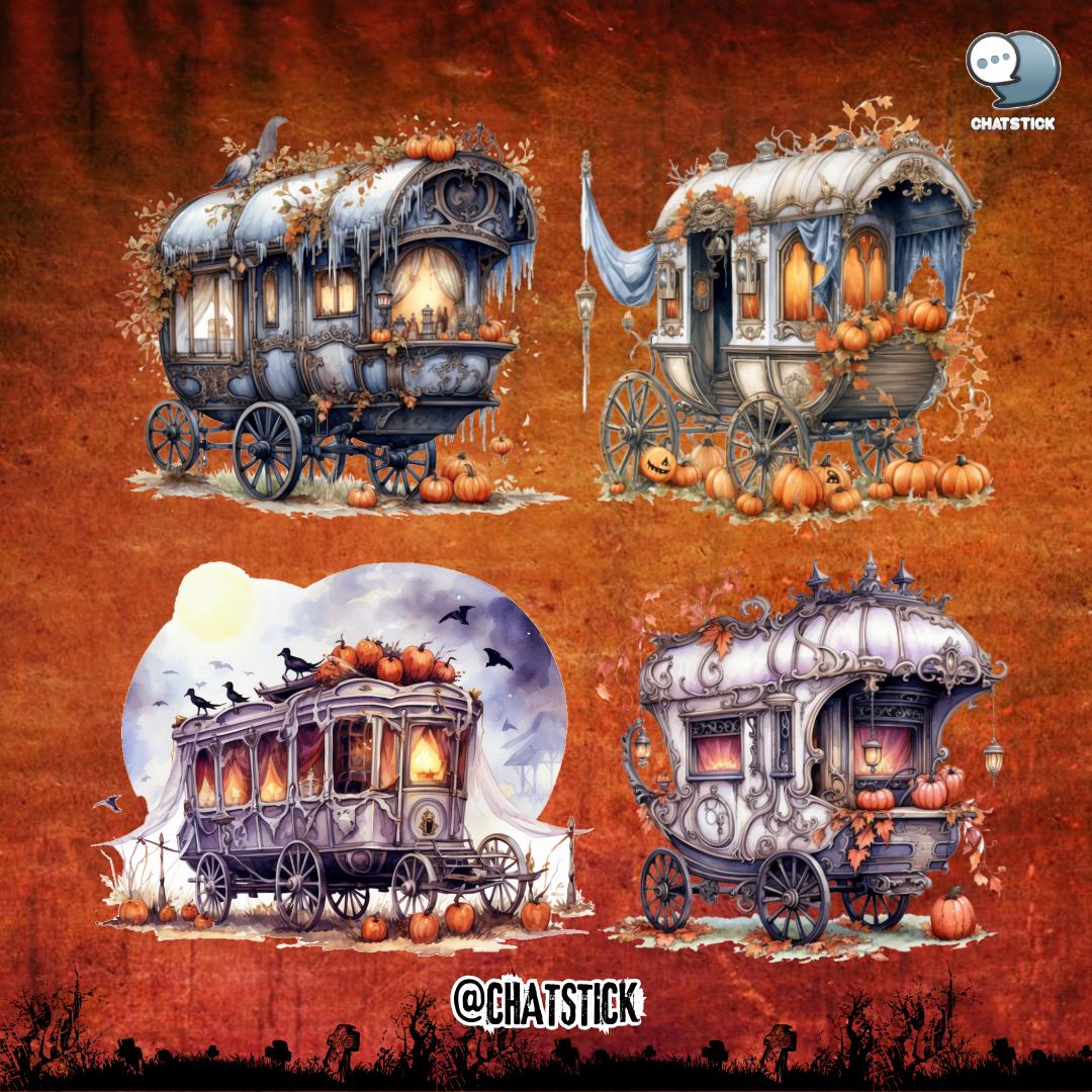 80 Halloween Caravan Digital Clipart Pack – 80 Spooky Printable Pngs ...