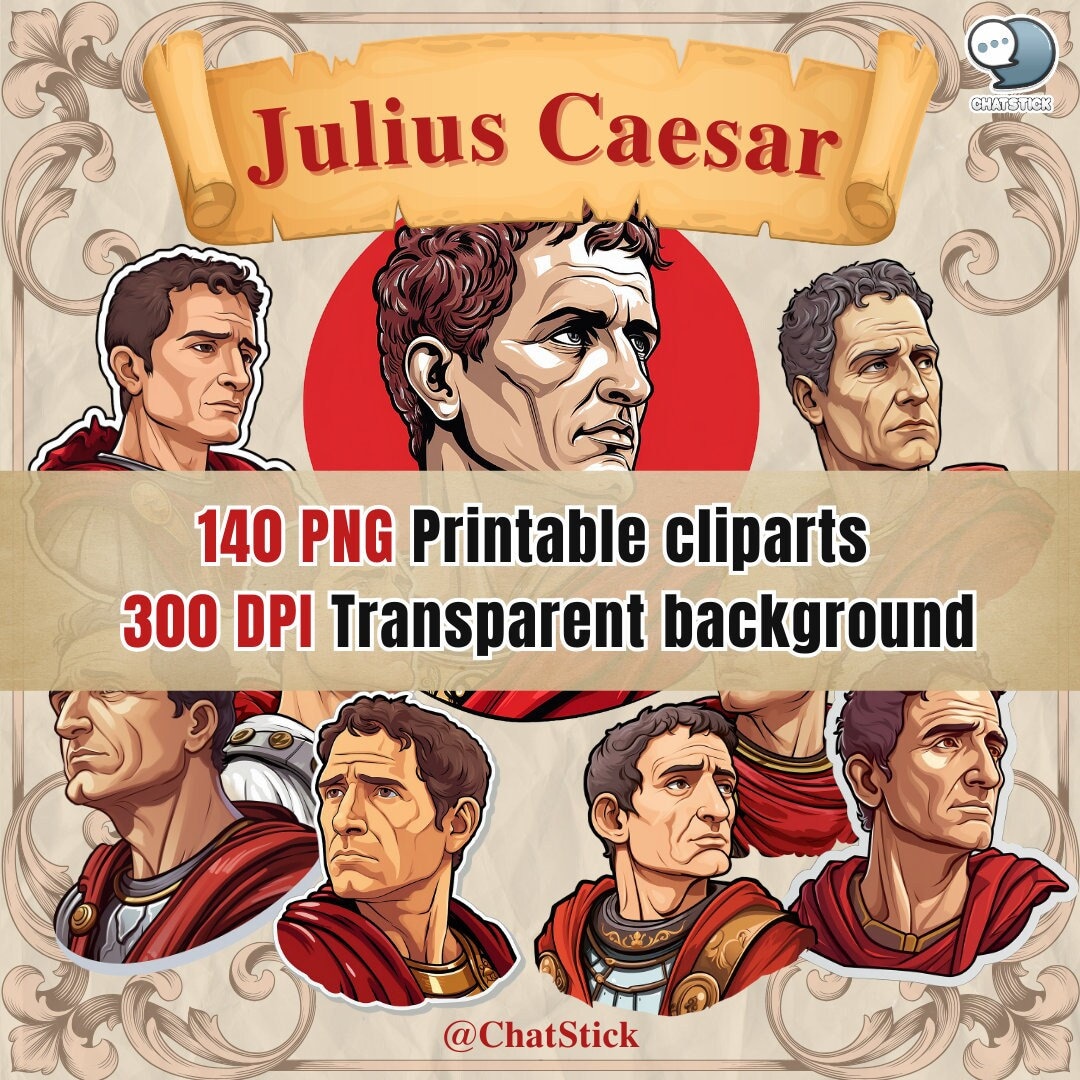 Julius Caesar Clipart Mega Pack - 140 Digital Historical PNG Stickers ...