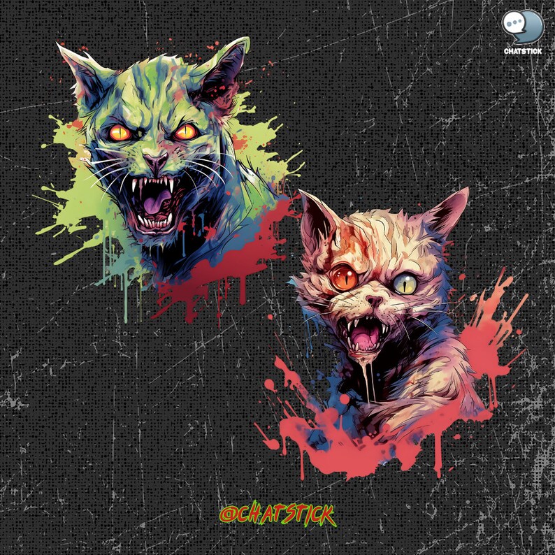 Cat Zombies Watercolor Clipart Mega Pack - 180 PNG ,cats Horror Images ...