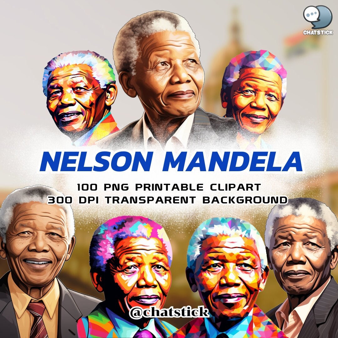 100 Nelson Mandela Digital Sticker Clipart Pack - PNG Printable ...