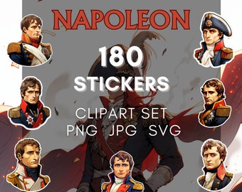 180 Napoleon Bonaparte Digital Stickers Clipart Pack - Historical Icon ...